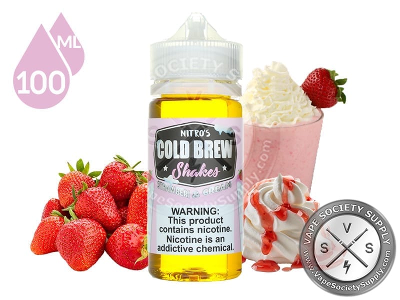 Strawberi & Cream NITRO'S COLD BREW SHAKES 100ml ⋆ Vape Juice ⋆ $13.99