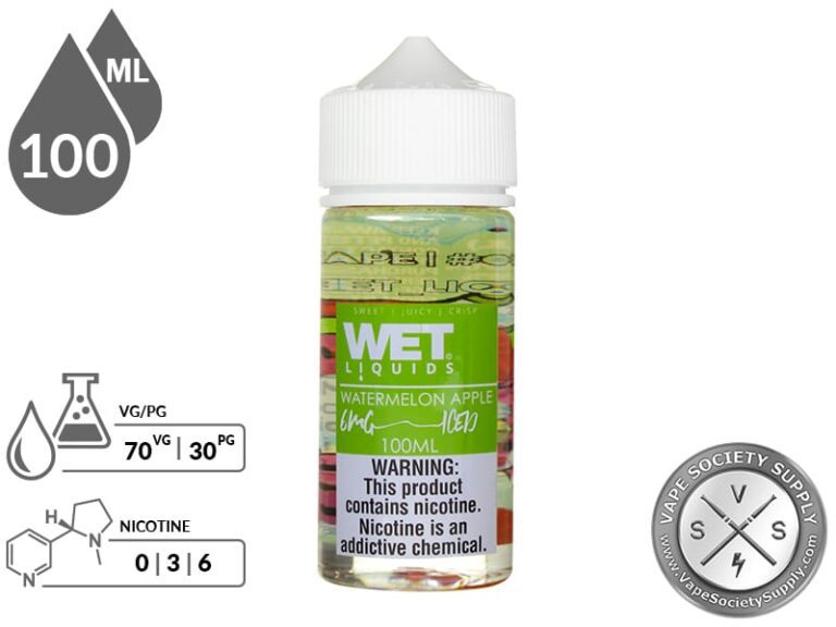 Watermelon Apple Iced by Wet Liquids 100ml ⋆ Vape Society Supply