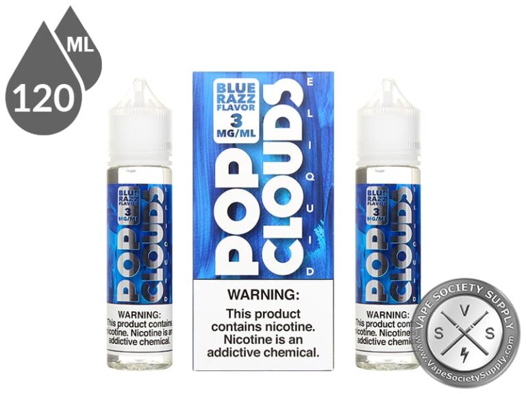 Blue Razz By Pop Clouds E-Liquid 120ml ⋆ Vape Society Supply