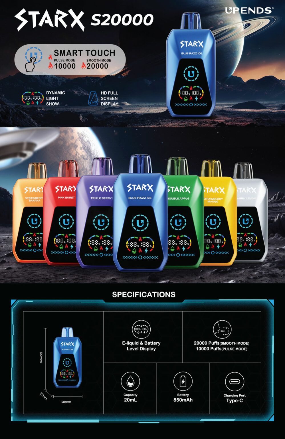 STARX S20000 Smart Touch Screen ⋆ 20k Disposable Vape