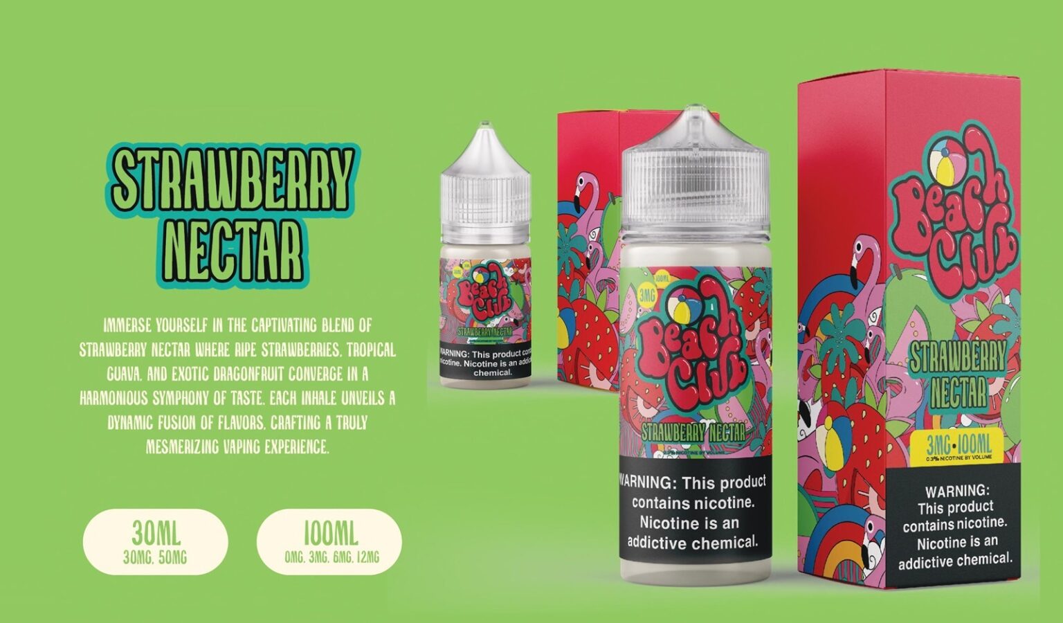 Strawberry Nectar BEACH CLUB 100ml ⋆ Vape Society Supply